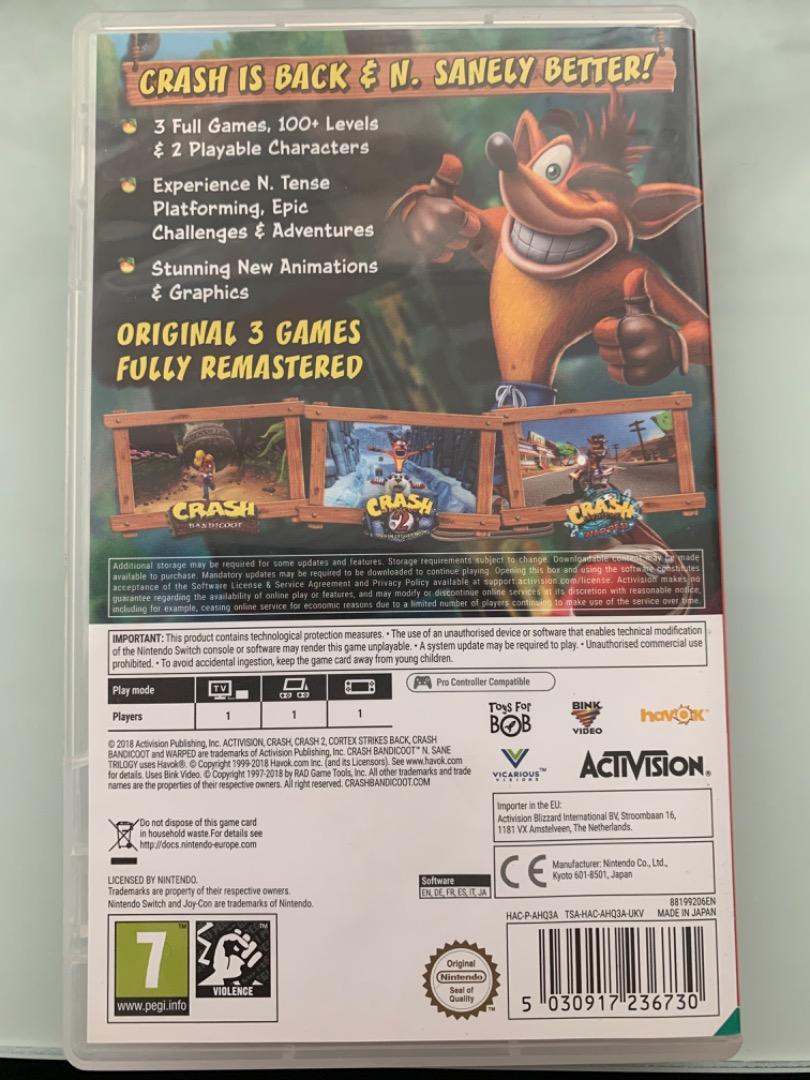 Crash bandicoot insane trilogy switch, Video Gaming, Video Game ...