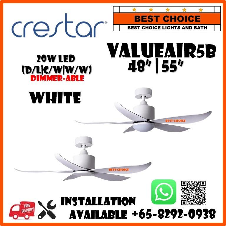Crestar Value Air 5Blades Ceiling Fan With 20W LED, Furniture & Home ...