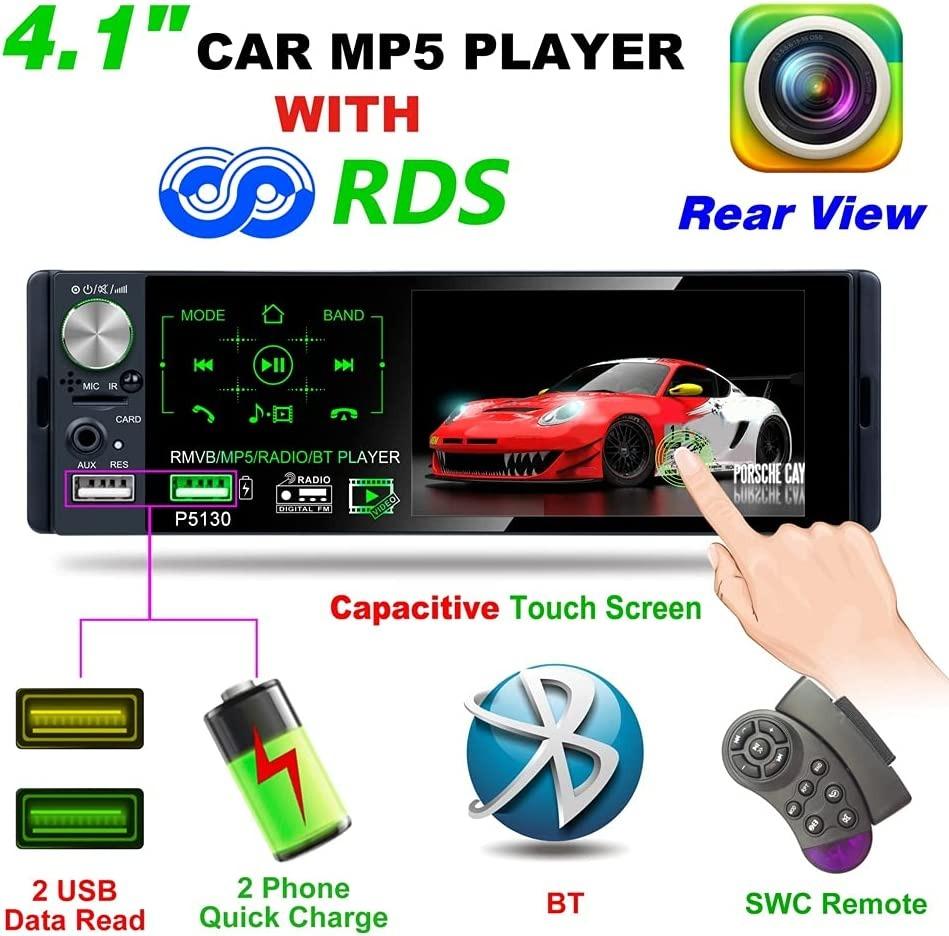 Ctzrzyt P5130 Car Radio MP5 Player 1 Din Autoradio 4.1 Inch Touchscreen ...
