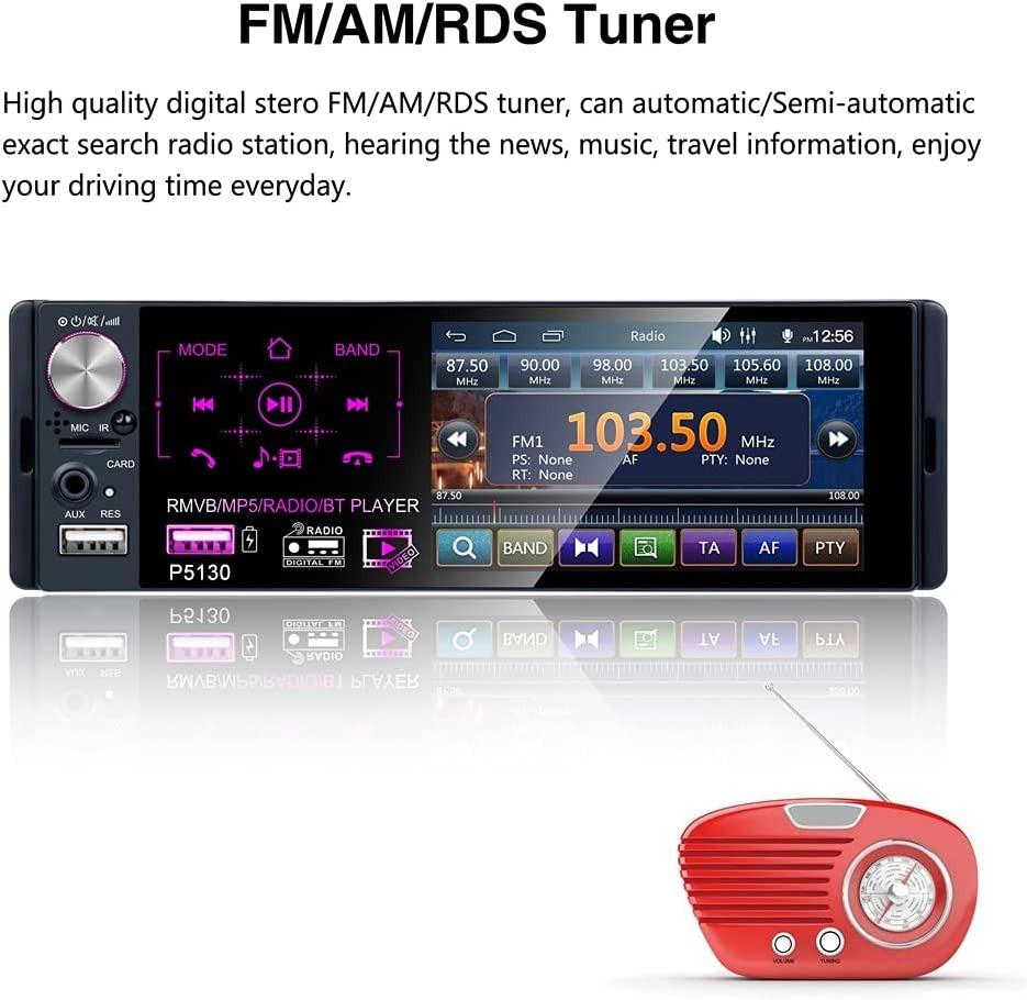 Ctzrzyt P5130 Car Radio MP5 Player 1 Din Autoradio 4.1 Inch Touchscreen ...