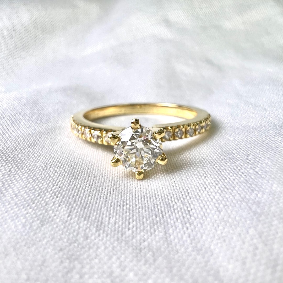 Custom made Engagement Ring in 14 Karat Gold Signity Stone, Women's ...
