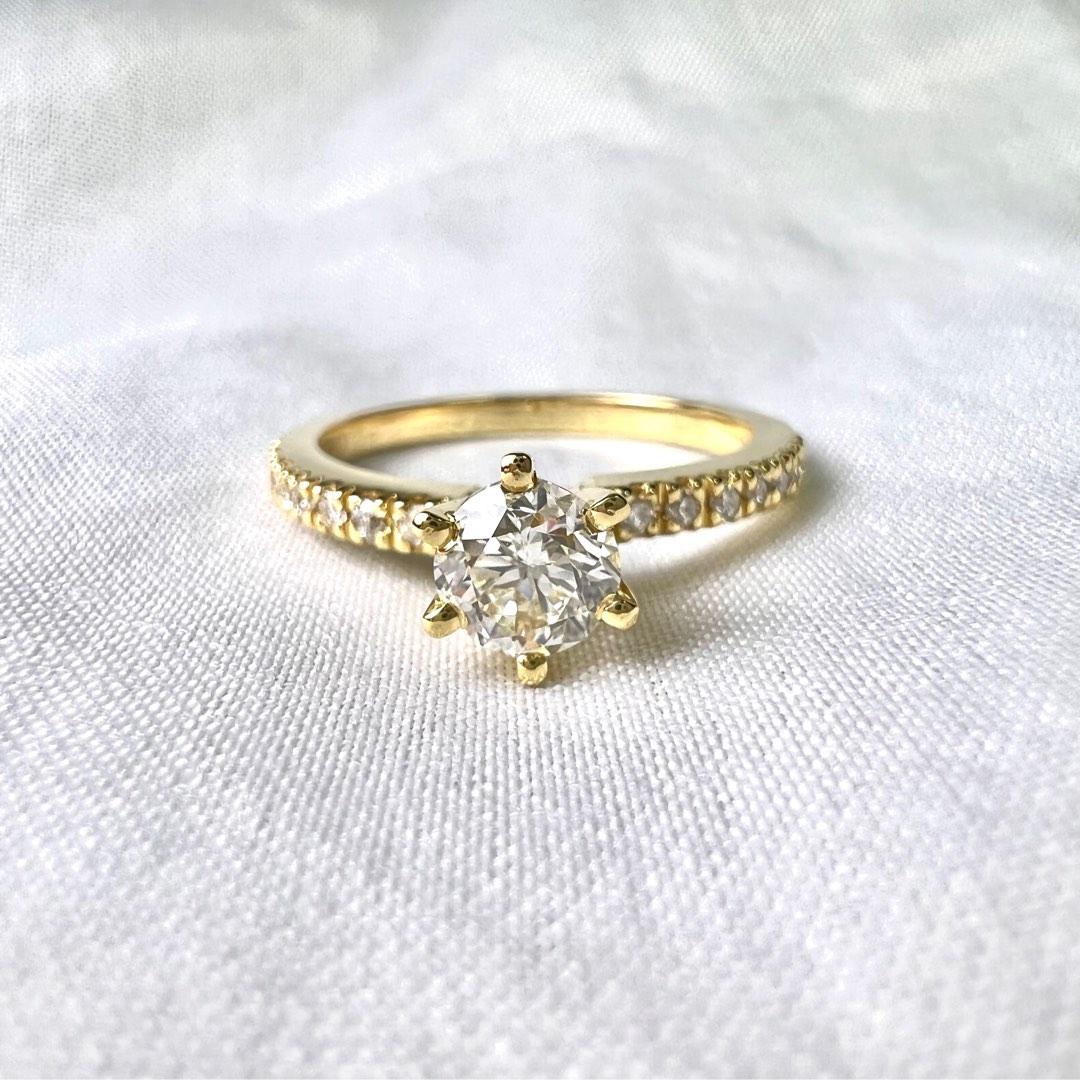 Custom made Engagement Ring in 14 Karat Gold Signity Stone, Women's ...