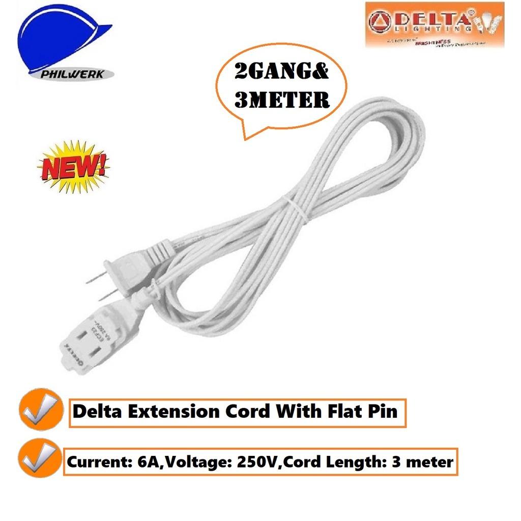 DELTA Cord w/ Flat Pin 2 Gang 3 Meters ECF23, Commercial & Industrial ...