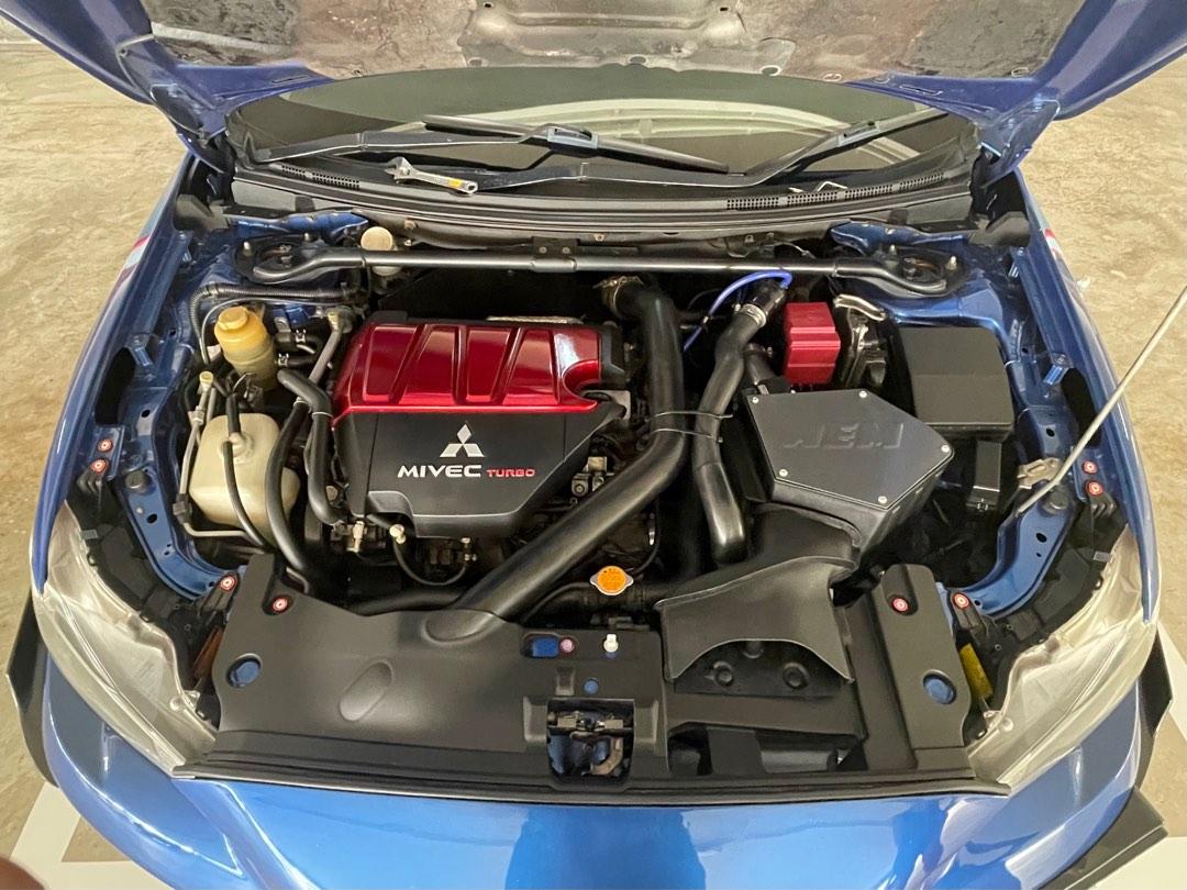 Evo X AEM intake box with piping, filter, original snorkel and bracket ...