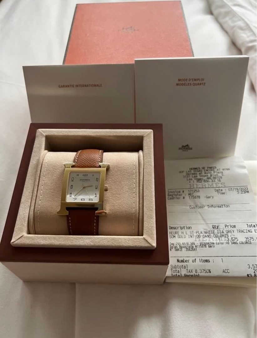 Hermes Heure H Watch, Medium Model 30mm, Gold Epsom Leather, Luxury ...