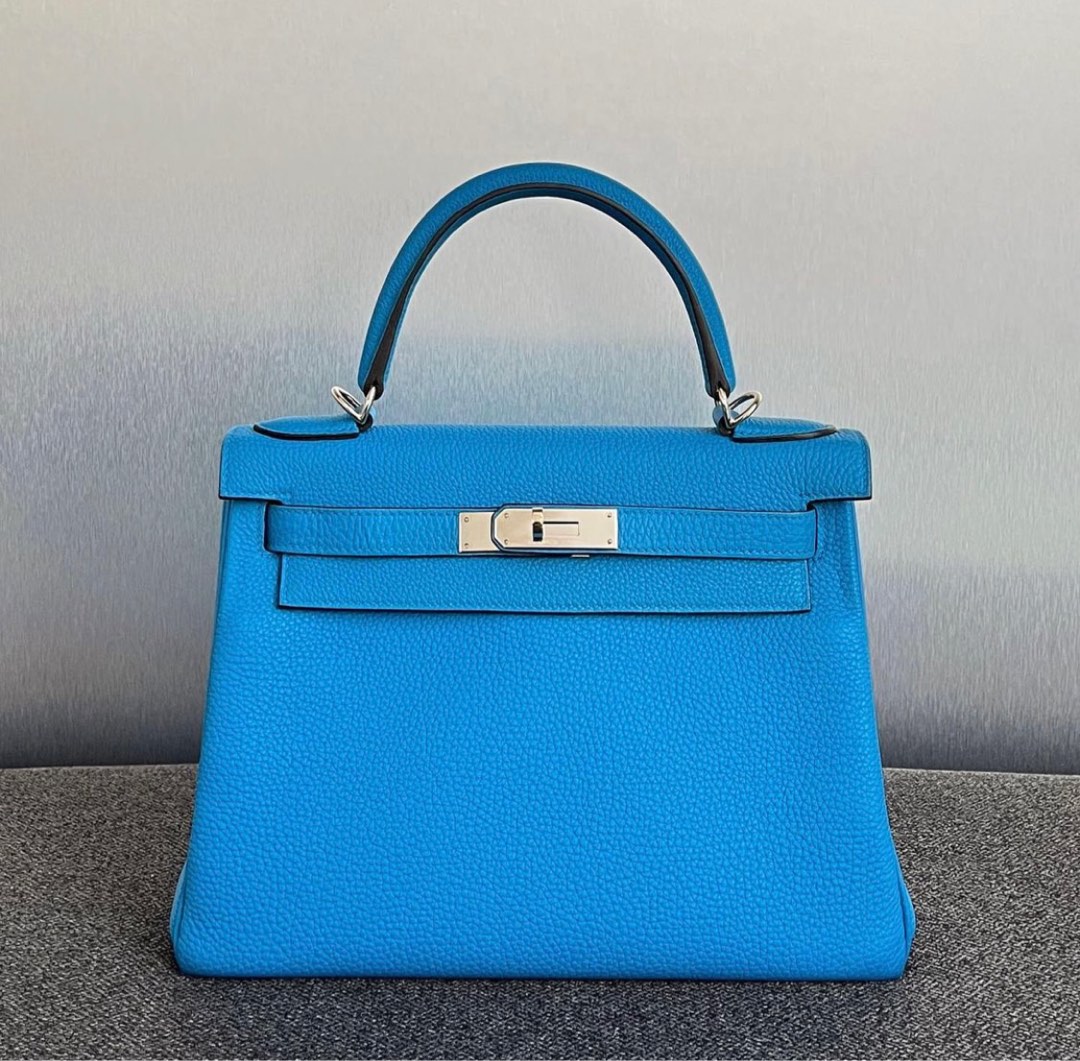 Hermes Kelly 28 Blue Zanzibar Togo Phw, Luxury, Bags & Wallets on Carousell