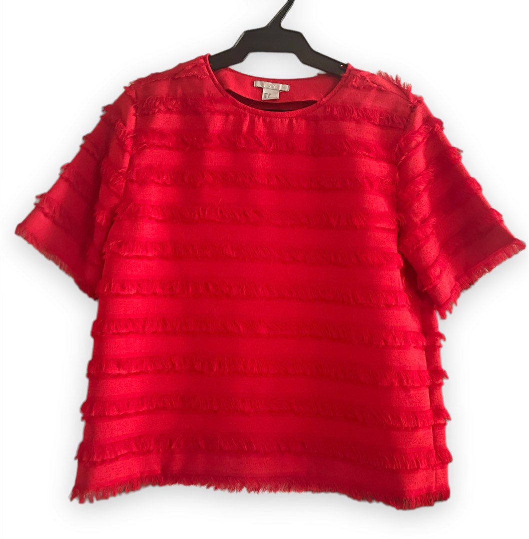 H&M Red Fringe Top, Women's Fashion, Tops, Others Tops on Carousell