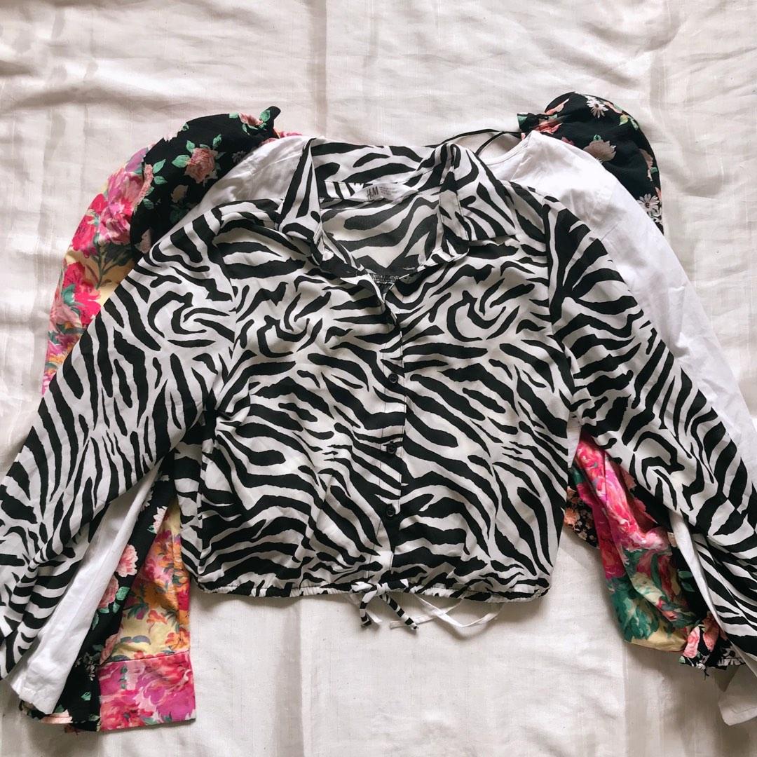 H&M zebra print, Women's Fashion, Tops, Blouses on Carousell