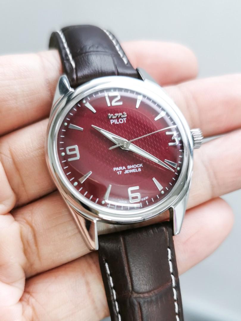 HMT Pilot Maroon, Men's Fashion, Watches & Accessories, Watches on ...
