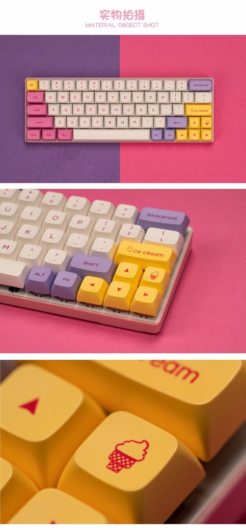 ice cream pastel hiragana yellow purple white keycaps xda pbt 68/75/84 ...