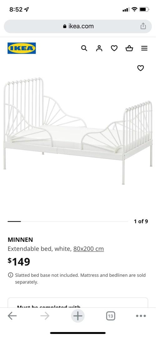 IKEA Extendable Single Bed Frame & Mattresses, Furniture & Home Living ...