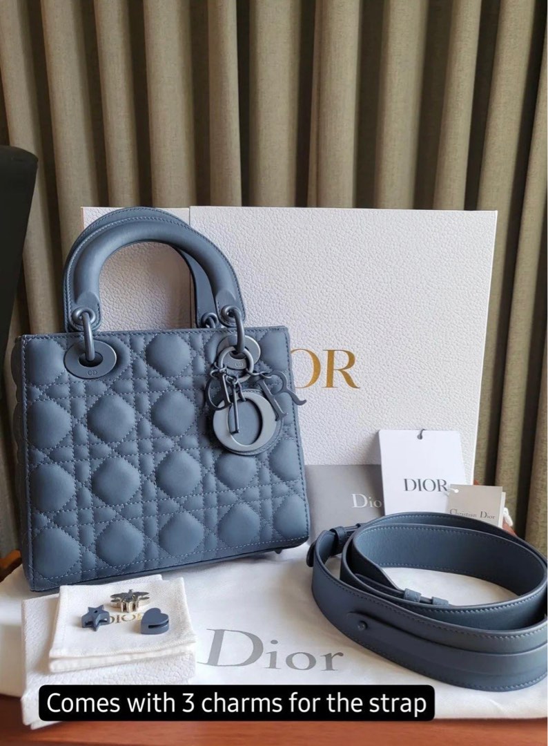 LADY DIOR Ultra Matte Small in Dark Denim, Women's Fashion, Bags ...