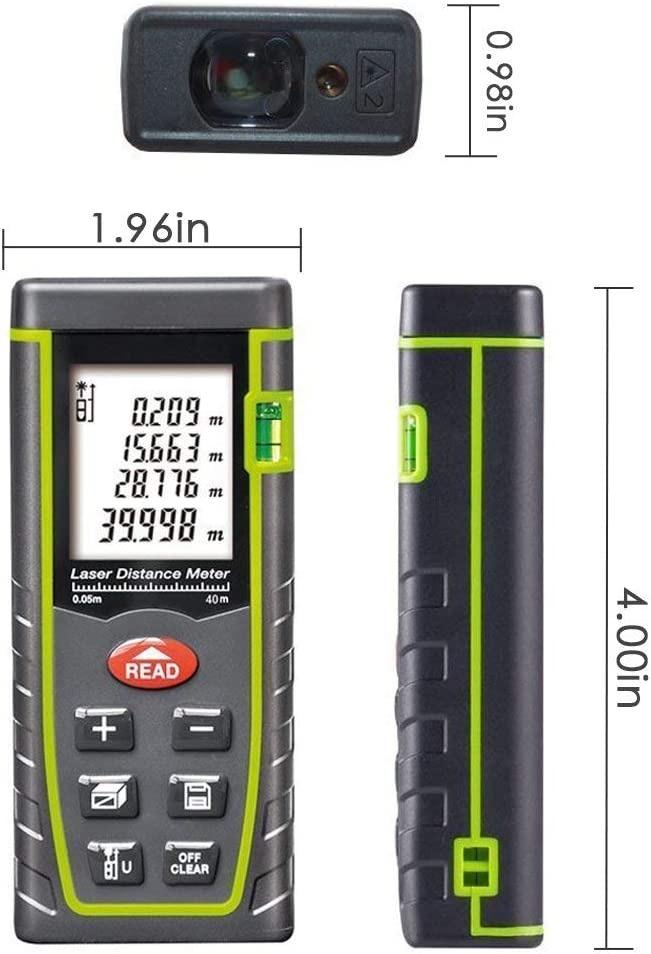 Laser Distance Meter 40m, Portable Handle Digital Measure Tool Range ...