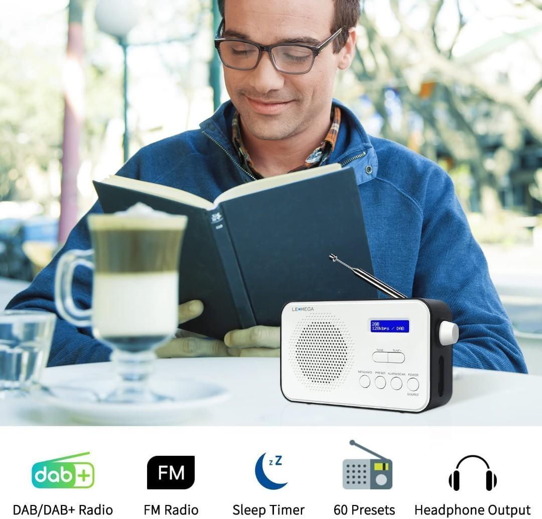 LEMEGA PR2 DAB/DAB+ & FM Radio,Mains and Battery Powered Portable Compact DAB Radios,Dual Alarm ...