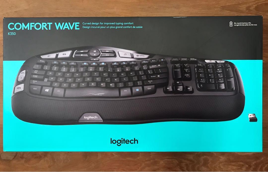 Logitech K350 Wave Wireless Ergonomic Keyboard Computers Tech Parts Accessories Computer
