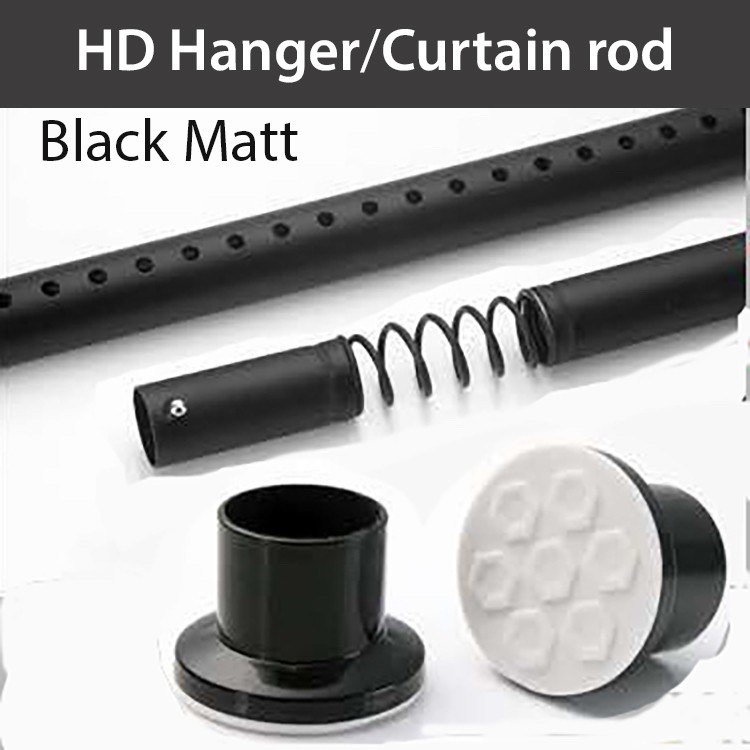 MATTE BLACK Multi-Purpose heavy duty curtain rod compression pole ...