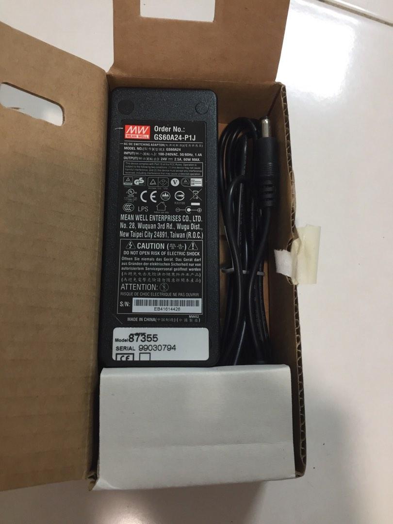 Meanwell AC/DC24V 2.5A power adaptor, Computers & Tech, Parts ...