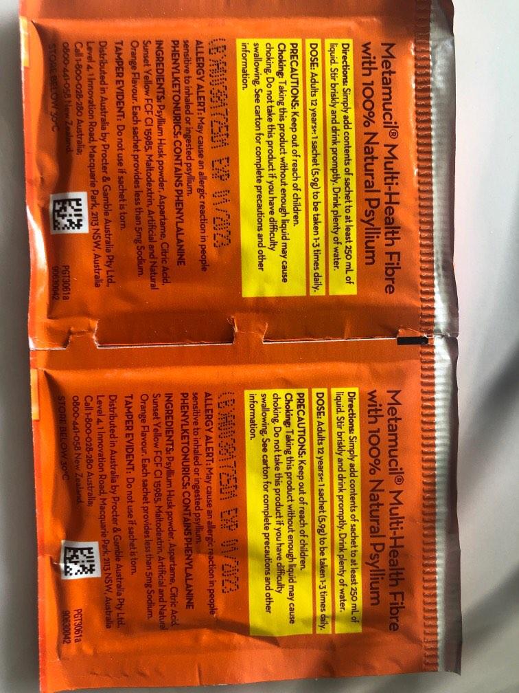 Metamucil fiber powder 5.9g sachet, 健康及營養食用品, 健康補充品, 健康補充品 - 維他命及補充品 ...