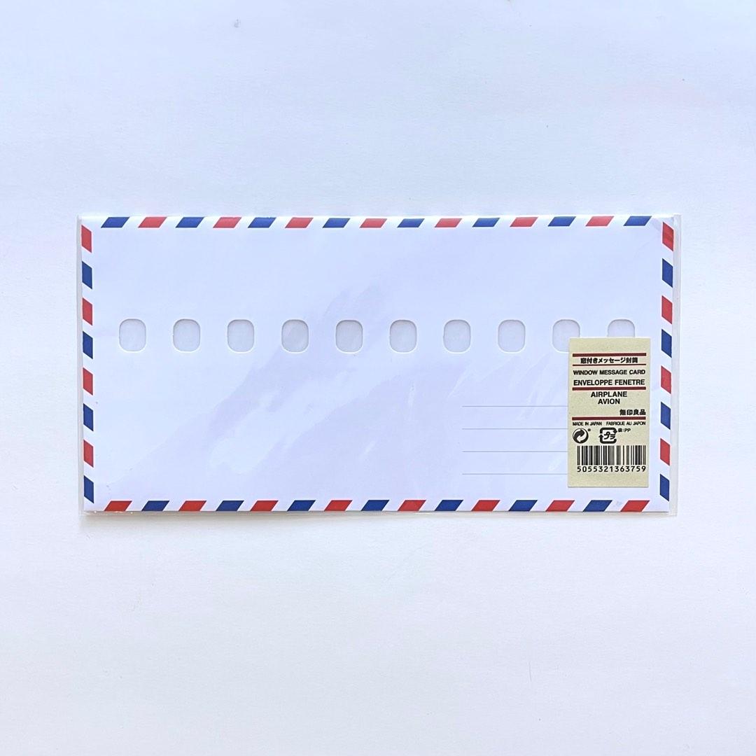 Muji Window Message Card Air Mail Envelope (Made in Japan), 興趣及遊戲, 手作 ...