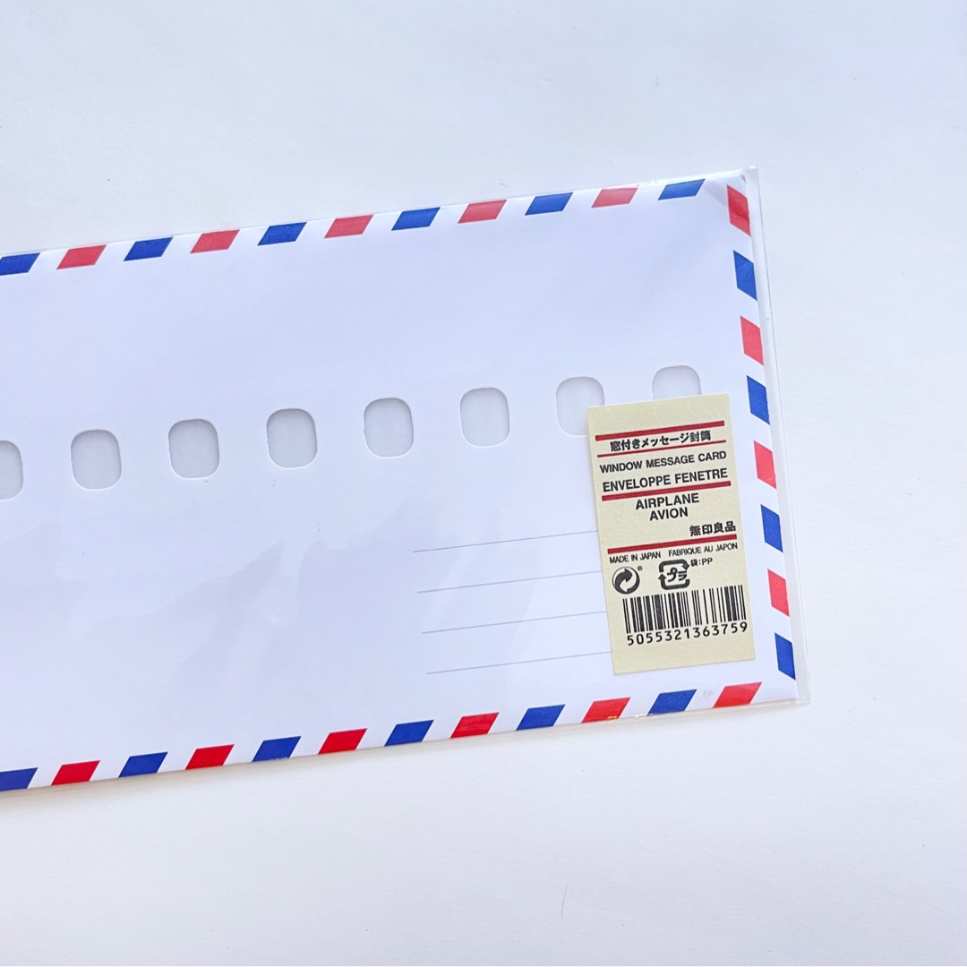 Muji Window Message Card Air Mail Envelope (Made in Japan), 興趣及遊戲, 手作 ...