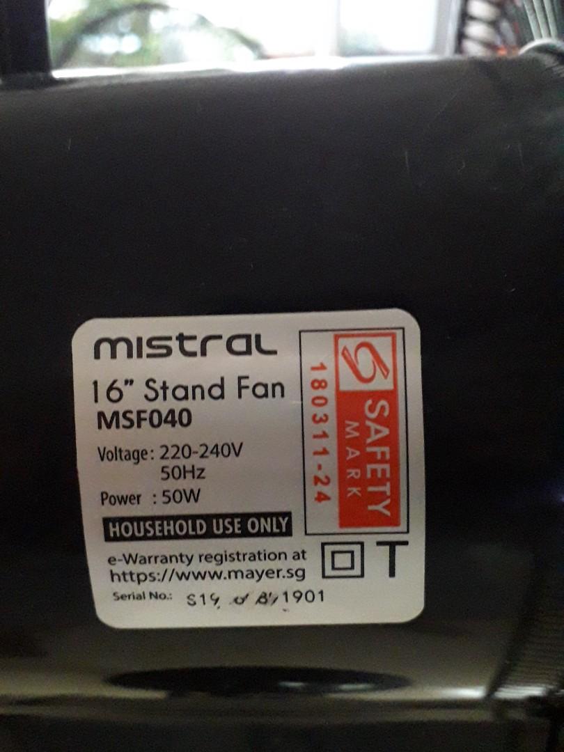 Mistral 16" Stand Fan, Furniture & Home Living, Lighting & Fans, Fans ...
