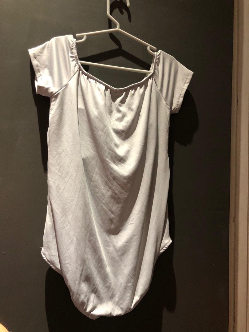 One piece gray swimsuit with sleeves, Women's Fashion, Swimwear ...