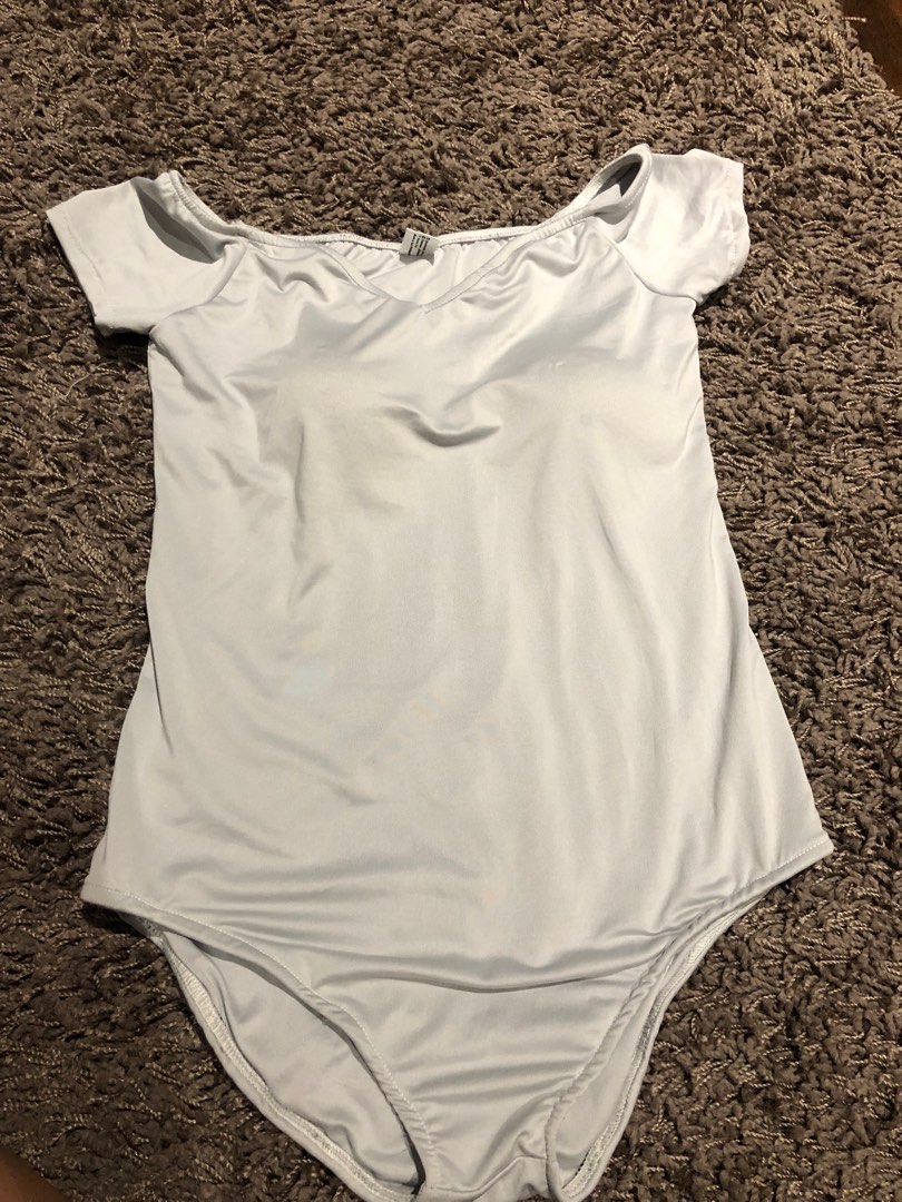 One piece gray swimsuit with sleeves, Women's Fashion, Swimwear ...