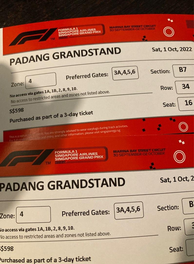 Padang Grandstand F1 Singapore Grand Prix 2022, Tickets & Vouchers ...