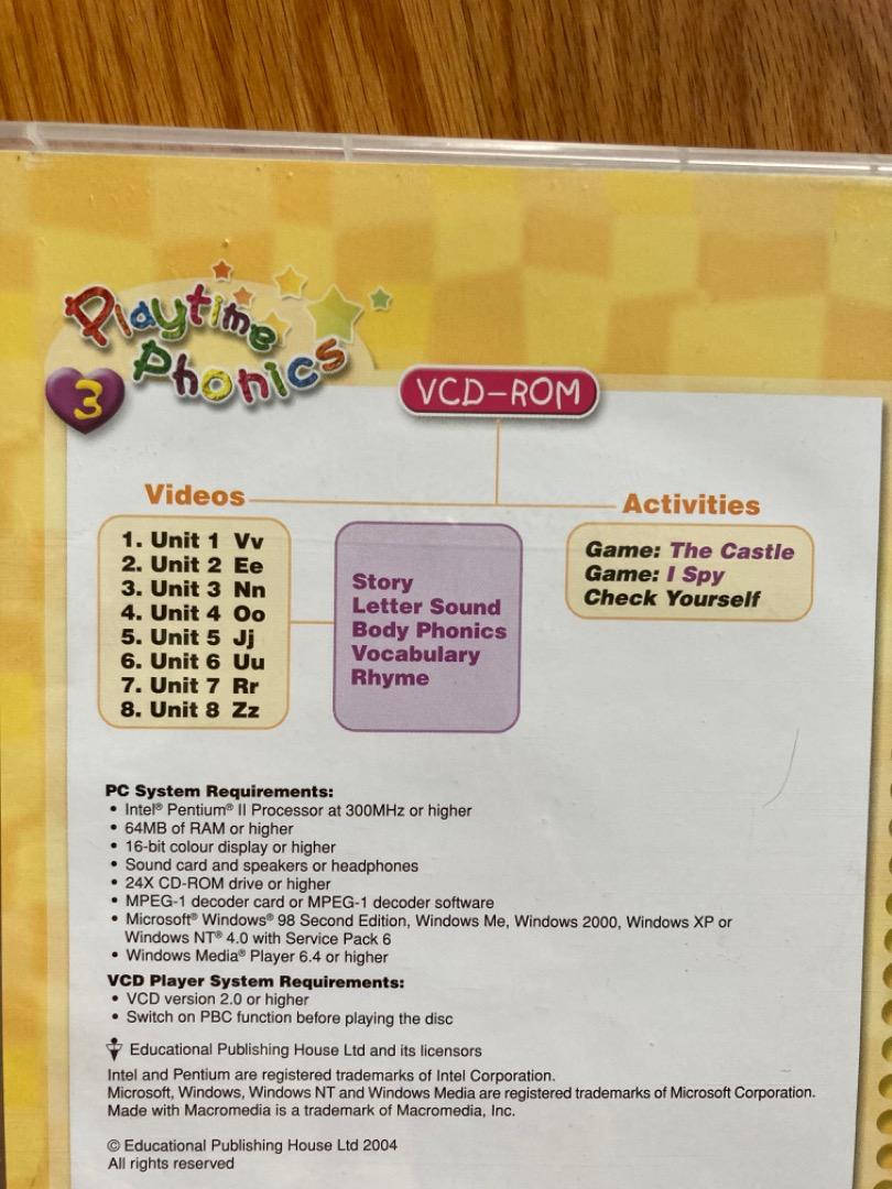 Playtime Phonics 3 VCD K1 K2 k3(Educational Publishing), 興趣及遊戲, 書本 & 文具 ...