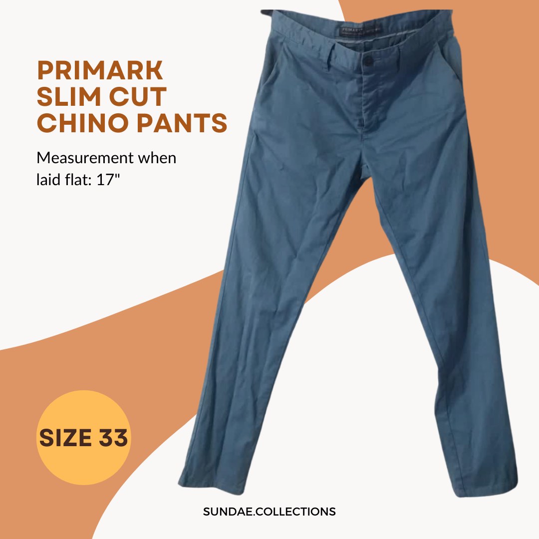 Primark Denim Co. Chino Pants Button Fly Closure Slim Cut from USA, Men ...