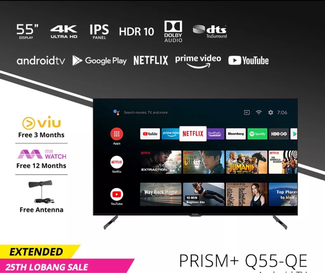 Prism+ Q55|4k android tv| 55 inch, TV & Home Appliances, TV ...