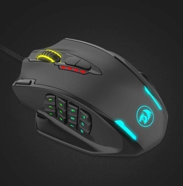 Redragon M908 Impact RGB LED MMO Mouse with Side Buttons Laser Wired ...