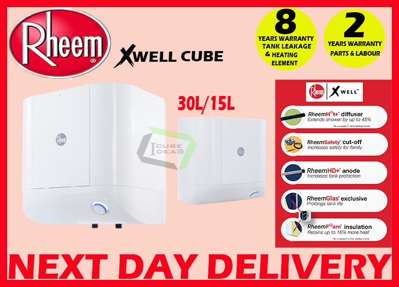 RHEEM Xwell Cube XC-15/XC-30 Classic Plus Electric Storage Water Heater ...