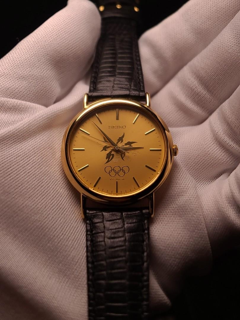 Seiko Nagano Olympics Commemorative Watch Gold Dial, Men's Fashion ...