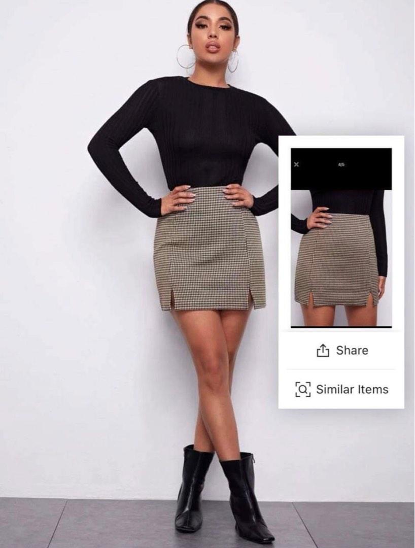 SHEIN Classy Double Split Skirt, Women's Fashion, Bottoms, Skirts on Carousell