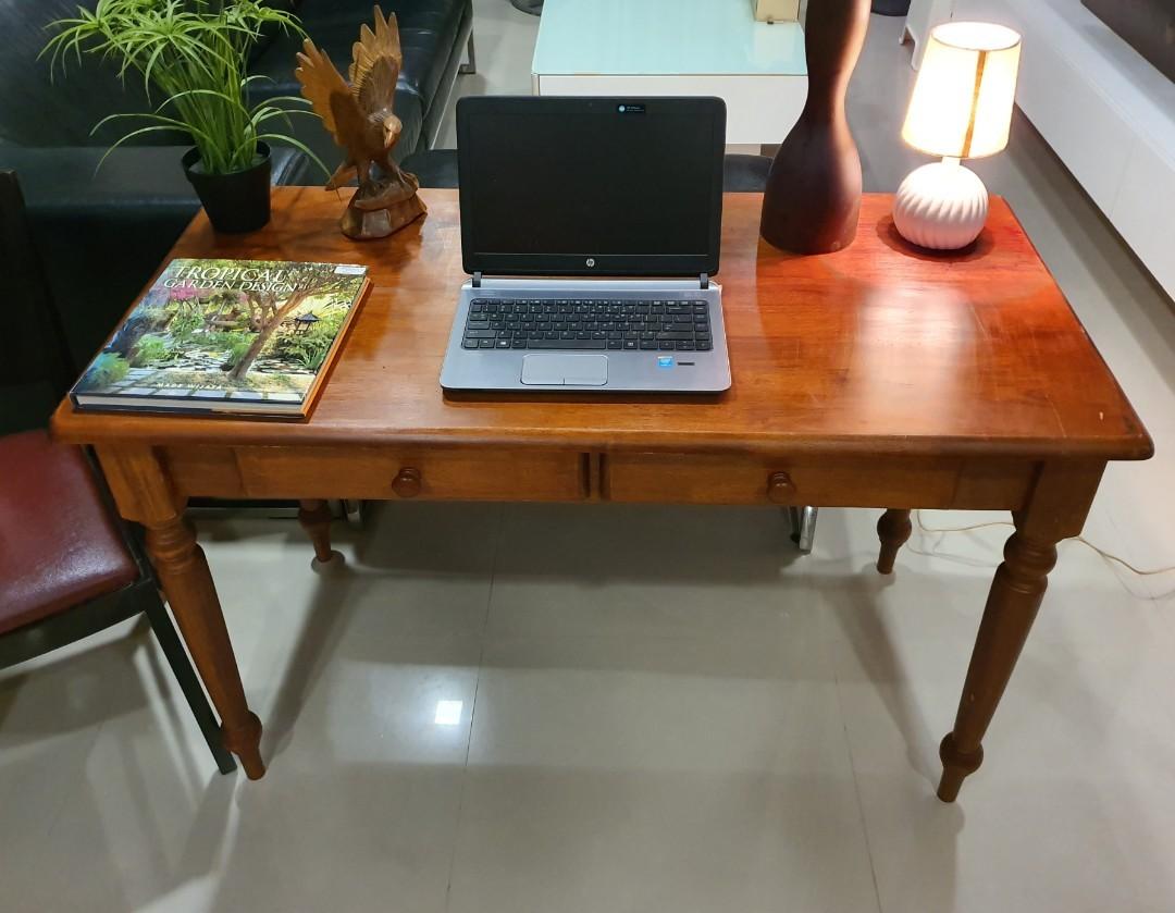 Solid wood vintage study table, Furniture & Home Living, Furniture ...