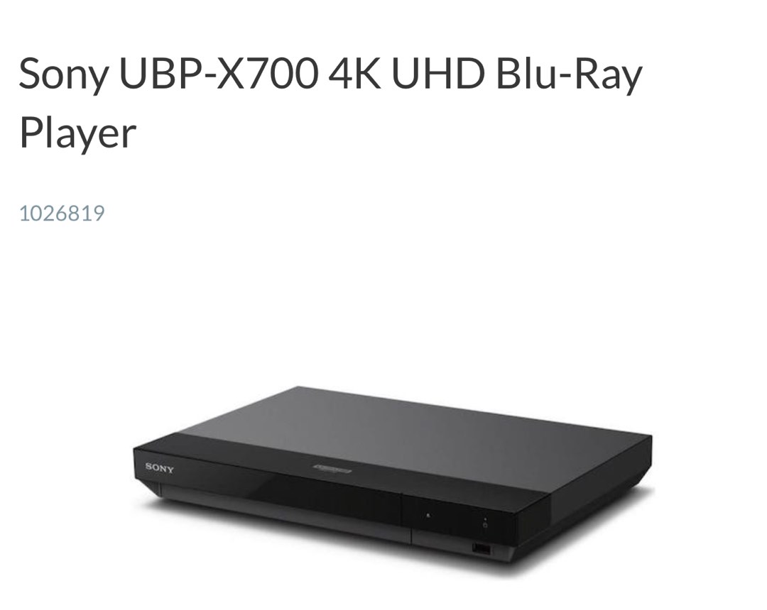 Sony UBP-X700 4k UHD Bluray Player, TV & Home Appliances, TV ...