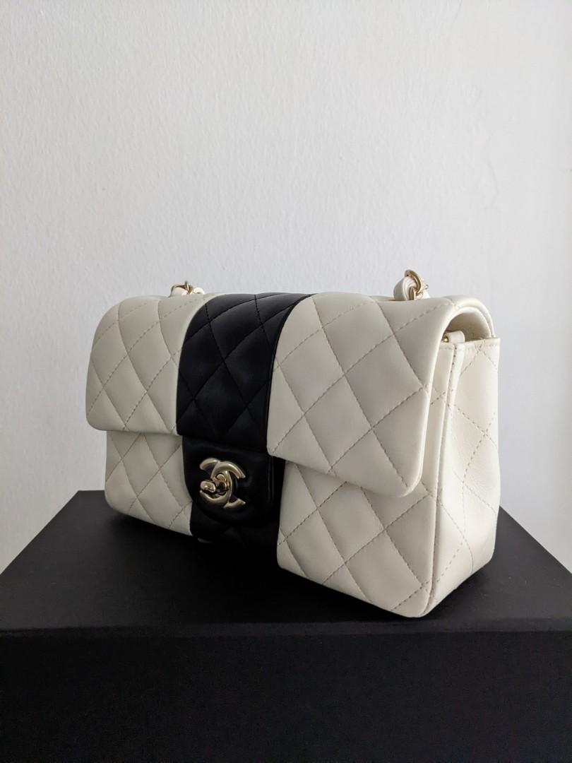 Super Rare! BNIB Chanel Mini Rectangular in Black White Panda and LGHW ...