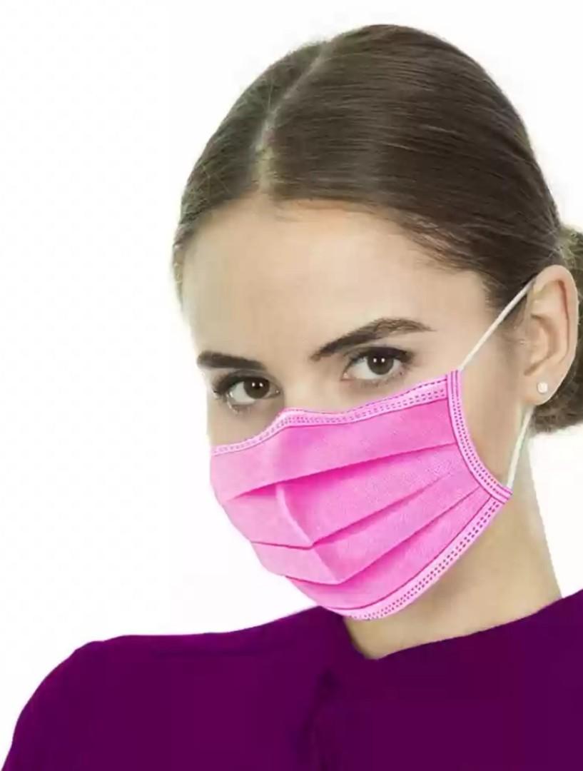 Surgical Pink Face Mask 3 ply, Health & Nutrition, Face Masks & Face ...