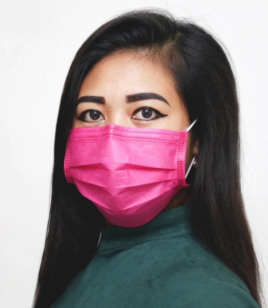 Surgical Pink Face Mask 3 ply, Health & Nutrition, Face Masks & Face ...