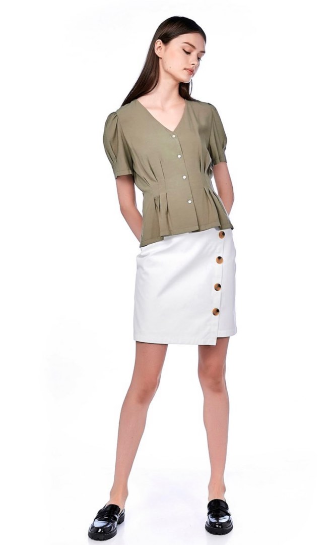 TEM Lavine Tuck Seam Blouse, Women's Fashion, Tops, Blouses on Carousell