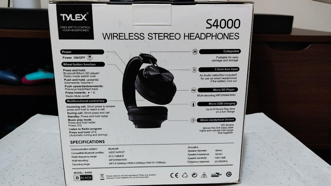 Tylex Wireless HiFi Stereo Headphone Model S4000, Audio, Headphones ...