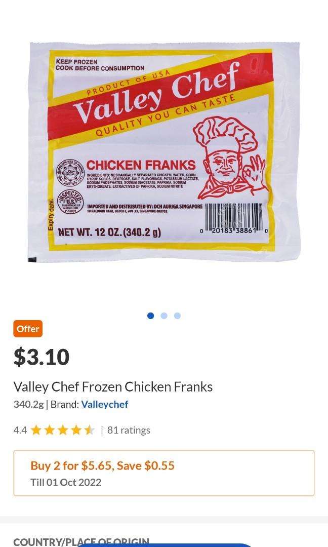 Valley chef hot dogs, Food & Drinks, Chilled & Frozen Food on Carousell