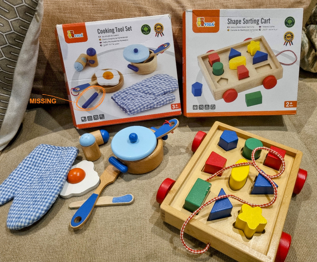 VIGA Wooden Set (Shape Sorting Cart + Cooking Tool Set), Babies & Kids, Infant Playtime on Carousell