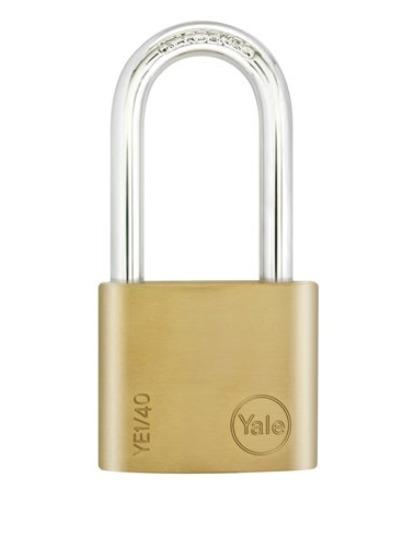 Yale Essential Long Shackle Solid Brass Padlock Available in 30mm, 40mm ...