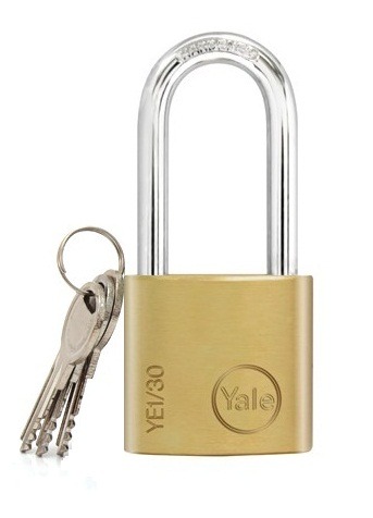 Yale Essential Long Shackle Solid Brass Padlock Available in 30mm, 40mm ...