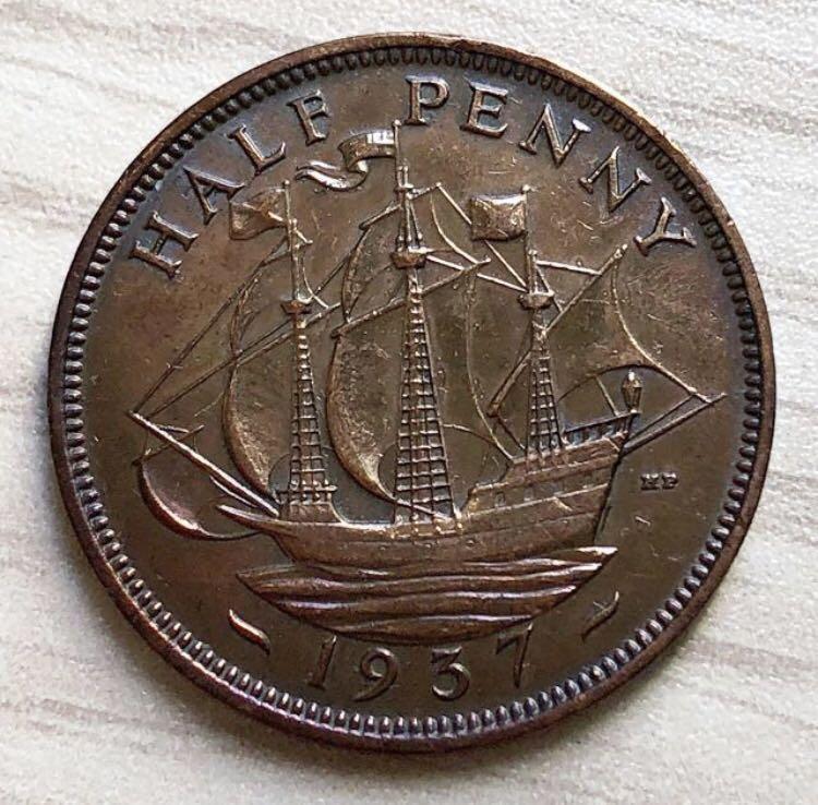 1922 king George V half penny 1/2 penny 1937 king George VII Great ...