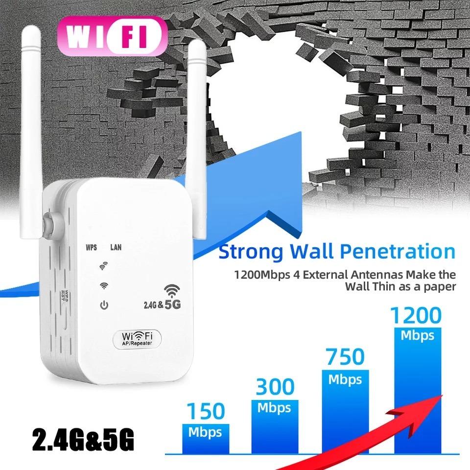 2.4G 5Ghz WiFi Repeater 1200Mbps Router Amplifier Wi-Fi Long Range Extender WiFi Signal Booster ...