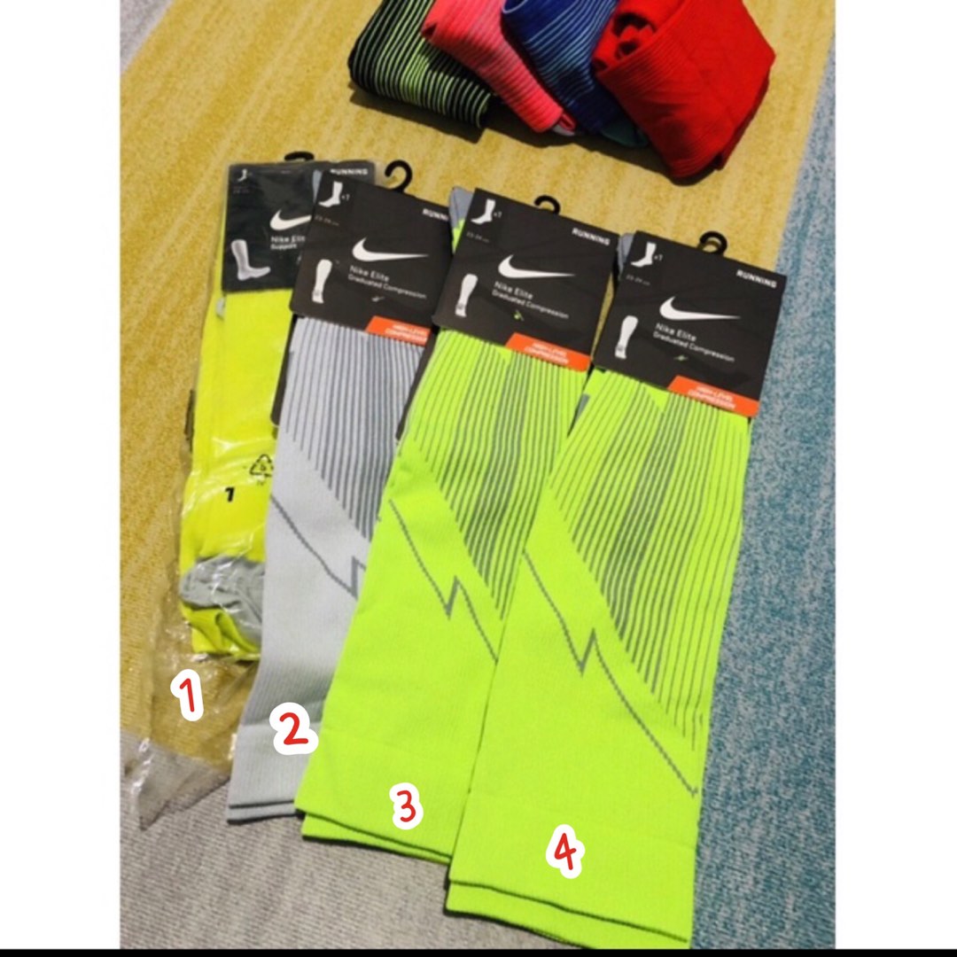 #全新未拆 NIKE 頂級慢跑ELITE HYPER COMPRESSION壓縮長襪/戶外登山適用, 她的時尚, 休閒運動服飾在旋轉拍賣