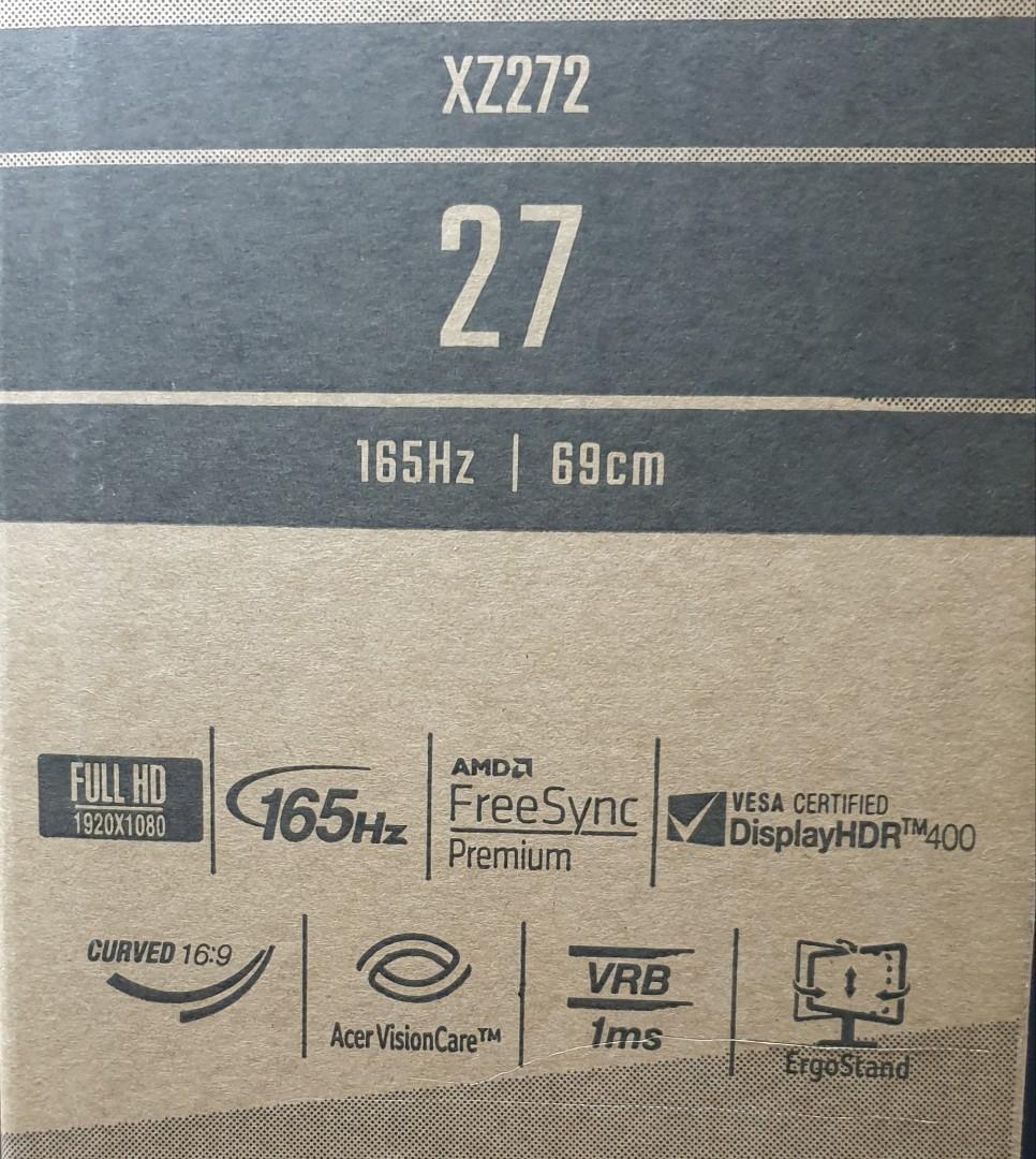 Acer Nitro XZ272 Vbmiiphx (Curved), Computers & Tech, Parts ...